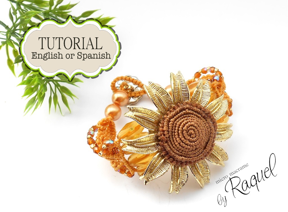Micro Macrame Pattern Bracelet "sunflower" on Luulla