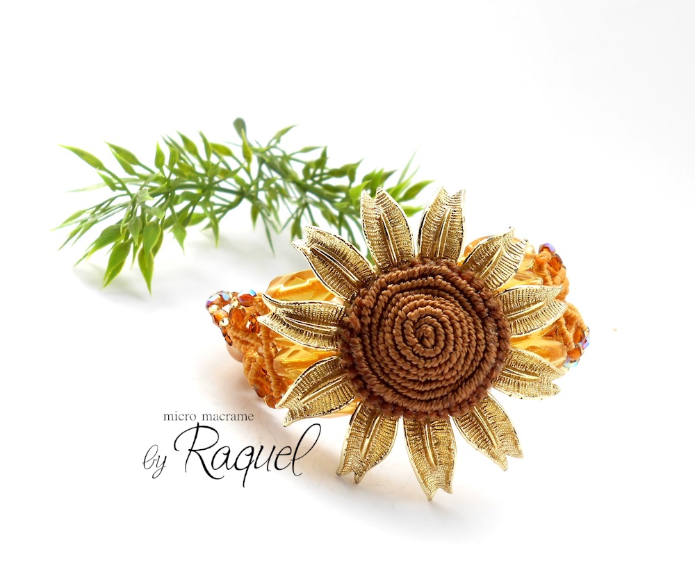 Micro Macrame Pattern Bracelet "sunflower" on Luulla